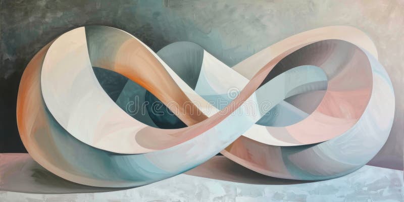 Abstract Painting Featuring Interlocking Shapes with Pastel Color ...