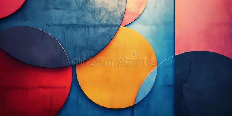 An Abstract Painting Featuring Overlapping Circles in Various Sizes and ...