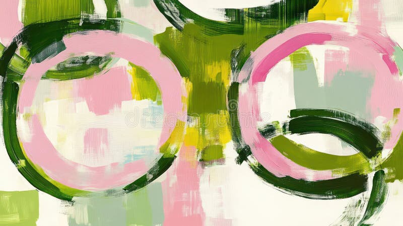 Abstract Painting Featuring Overlapping Circles in Vibrant Colors Stock ...
