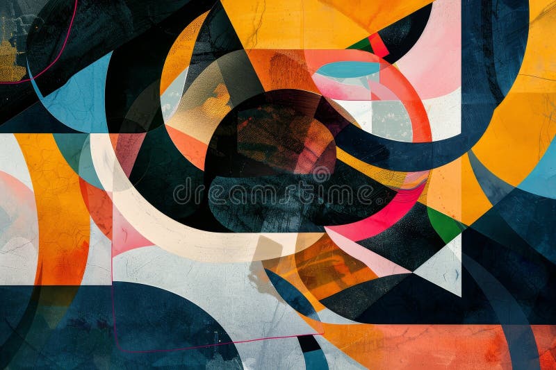 An Abstract Painting Featuring a Variety of Colorful Shapes and Forms ...