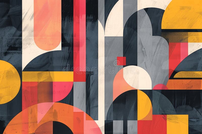 Abstract Painting Featuring a Variety of Shapes and Colors in a ...