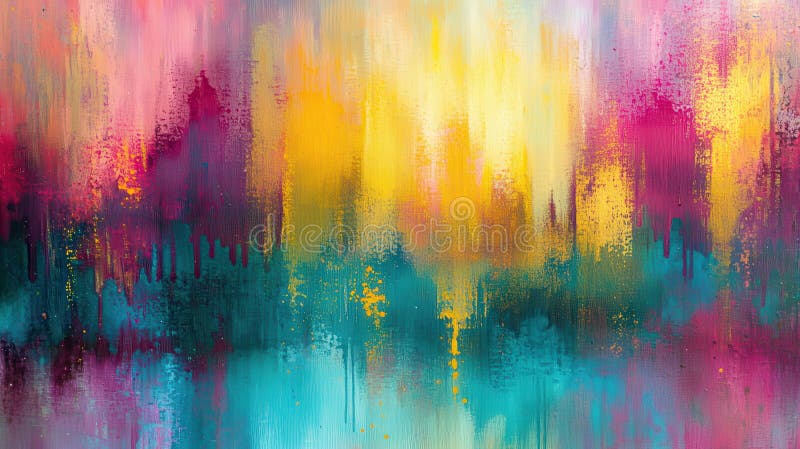 An Abstract Painting Featuring Vibrant Colors Blending and Dripping ...