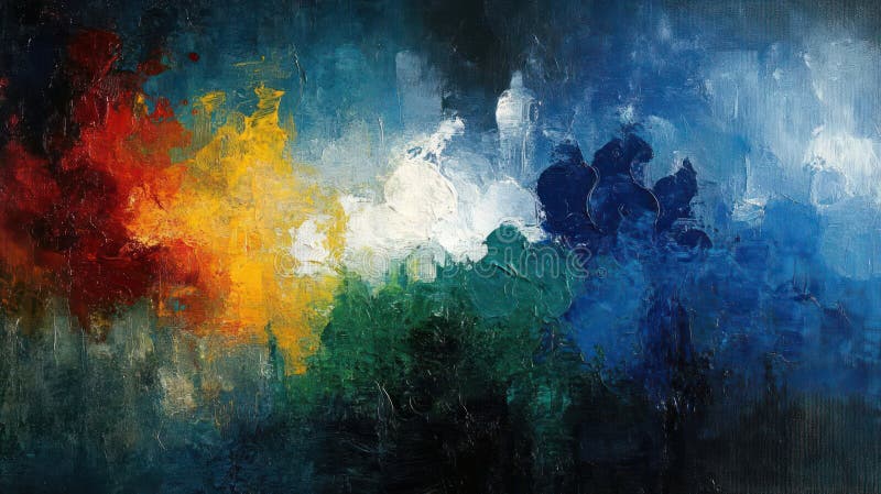 Abstract Painting Featuring Vibrant Colors Blending in a Textured ...