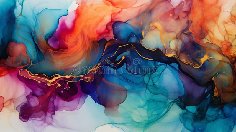 An Abstract Painting with a Large Wave of Color in it Stock Photo ...
