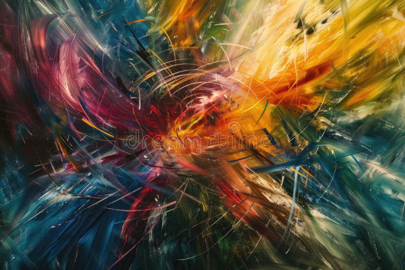 An Abstract Painting Filled with a Dynamic Array of Colors Merging and ...