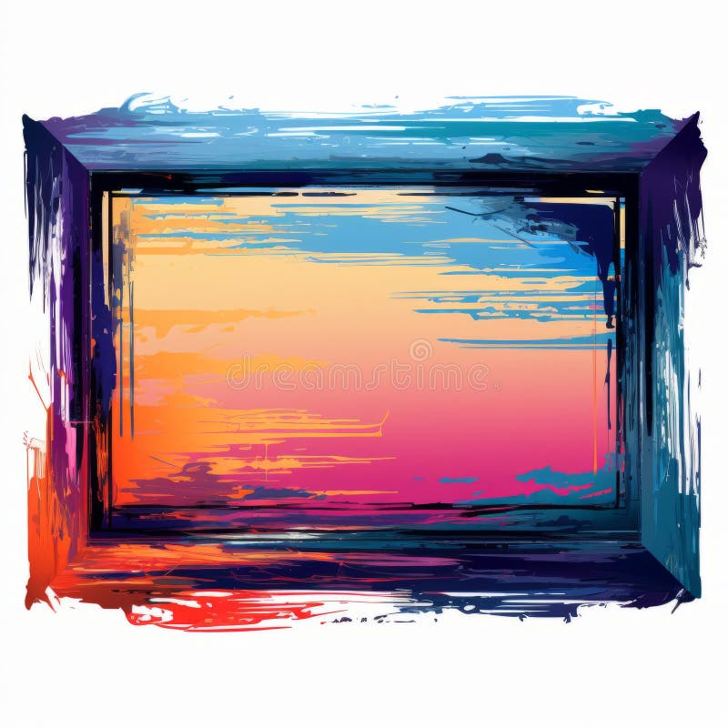 An Abstract Painting of a Frame with Paint on it Stock Illustration ...