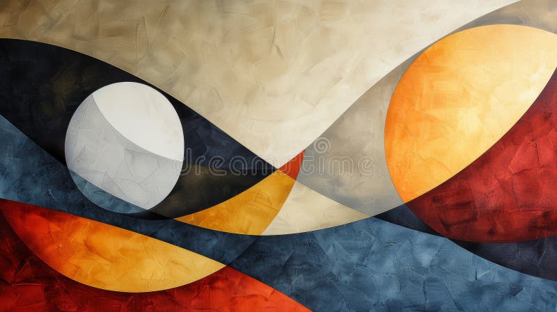 Abstract Painting with Geometric Shapes and Muted Colors. a Dynamic ...