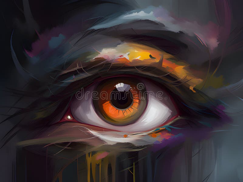 Abstract Painting of Human Eye, Digital Illustration Stock Illustration ...
