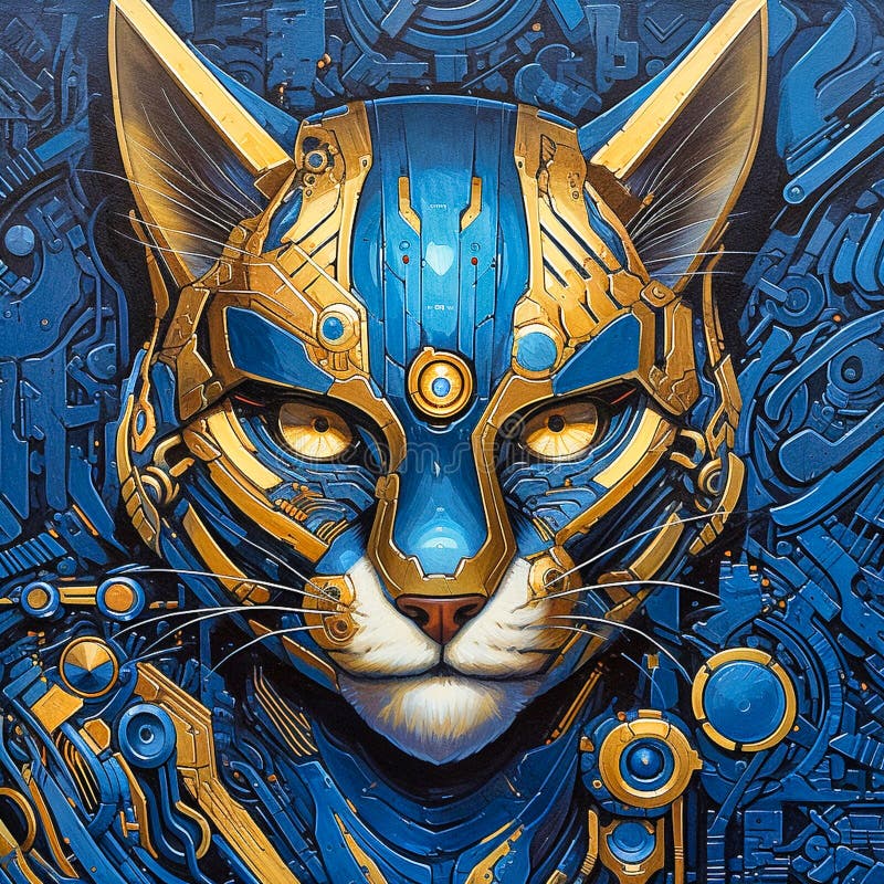 Abstract Painting of an Imaginary Future Cat, Generative AI Stock ...