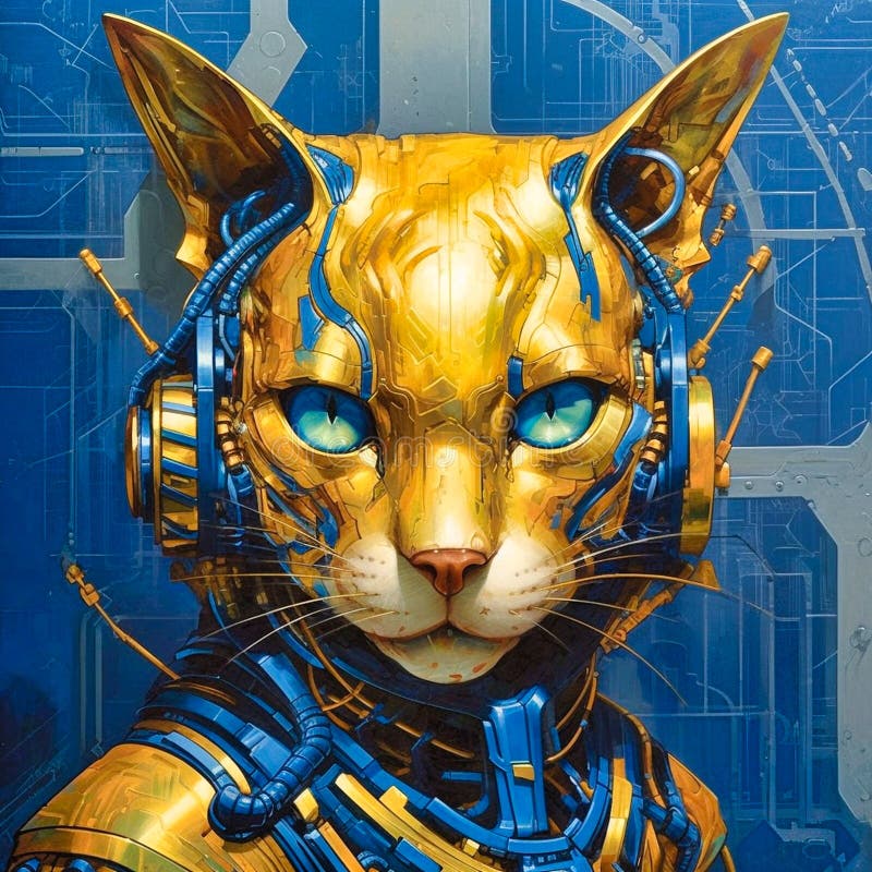 Abstract Painting of an Imaginary Future Cat, Generative AI Stock ...