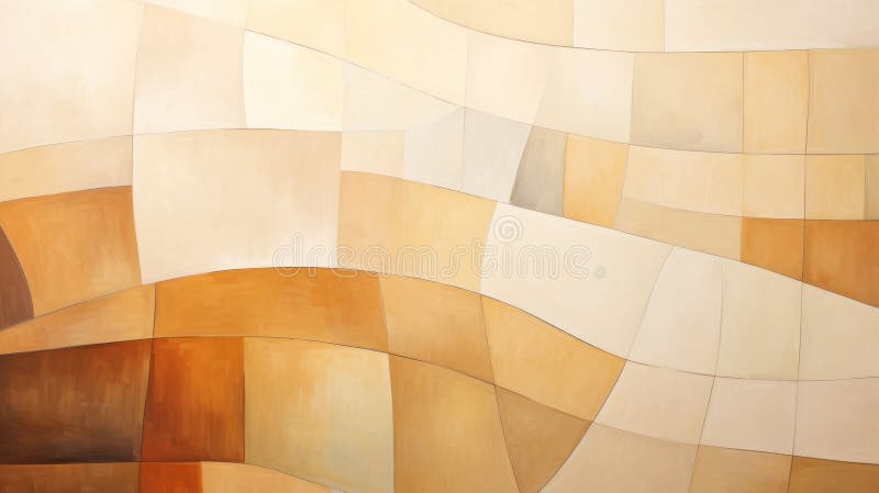 Abstract Painting: Intersecting Geometries in Beige and Brown Stock ...