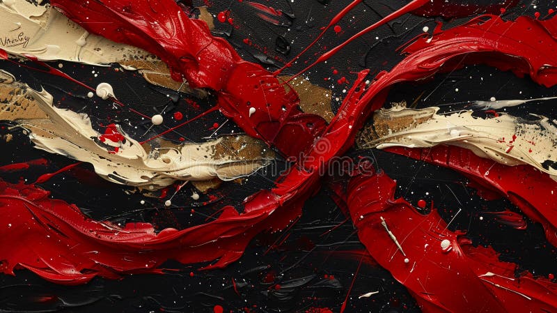 Abstract Painting of Intertwined Red and White Threads Stock Photo ...