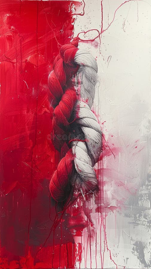 Abstract Painting of Intertwined Red and White Threads Stock Photo ...
