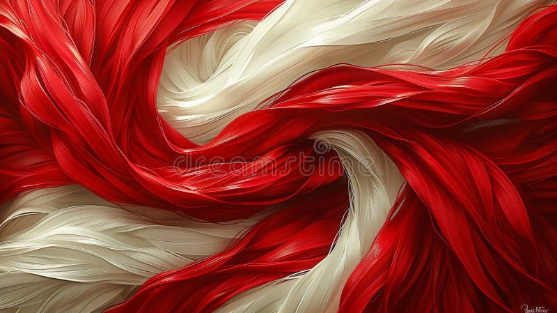Abstract Painting of Intertwined Red and White Threads Stock Photo ...