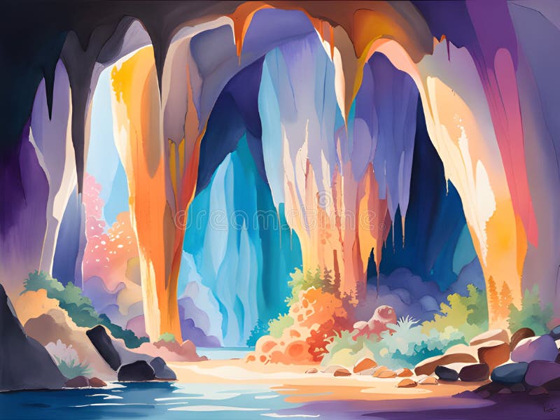 Abstract Painting of the Landscape. Cave Background, Ai Generated Stock ...