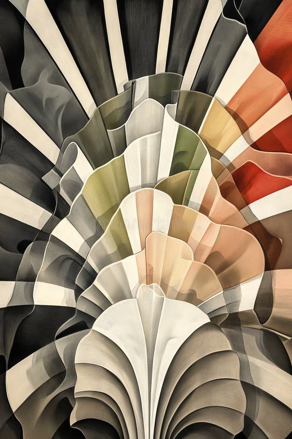 Abstract Painting of Layered Shapes with a 3D Effect. Stock ...