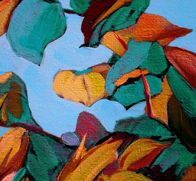 Abstract Painting with Leaves, Illustration Stock Illustration ...