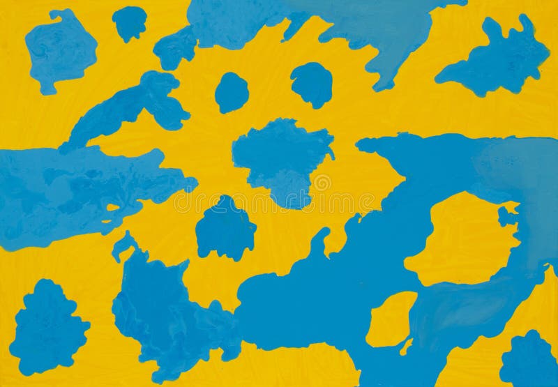 Abstract Painting in Light Blue and Yellow Stock Image - Image of ...