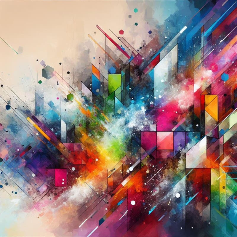 An Abstract Painting with Lots of Colorful Shapes on it S Surface Stock ...