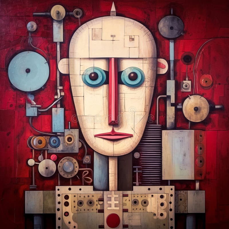 Abstract Painting of Mechanical Character Stock Illustration ...