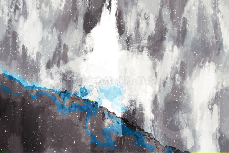 Abstract Painting of Mountains in Cool Tone , Digital Painting Stock ...