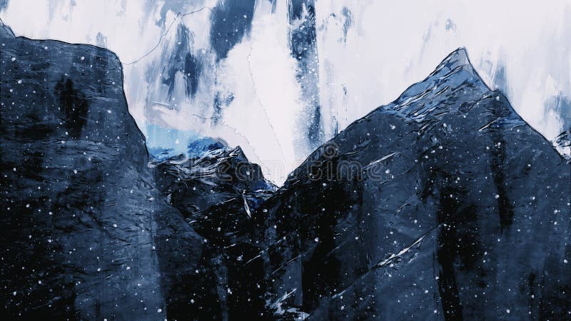 Abstract Painting of Mountains in Cool Tone , Digital Painting Stock ...