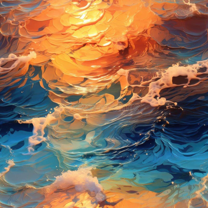Abstract Painting of an Ocean Sunset with Hyper-detailed Illustrations ...
