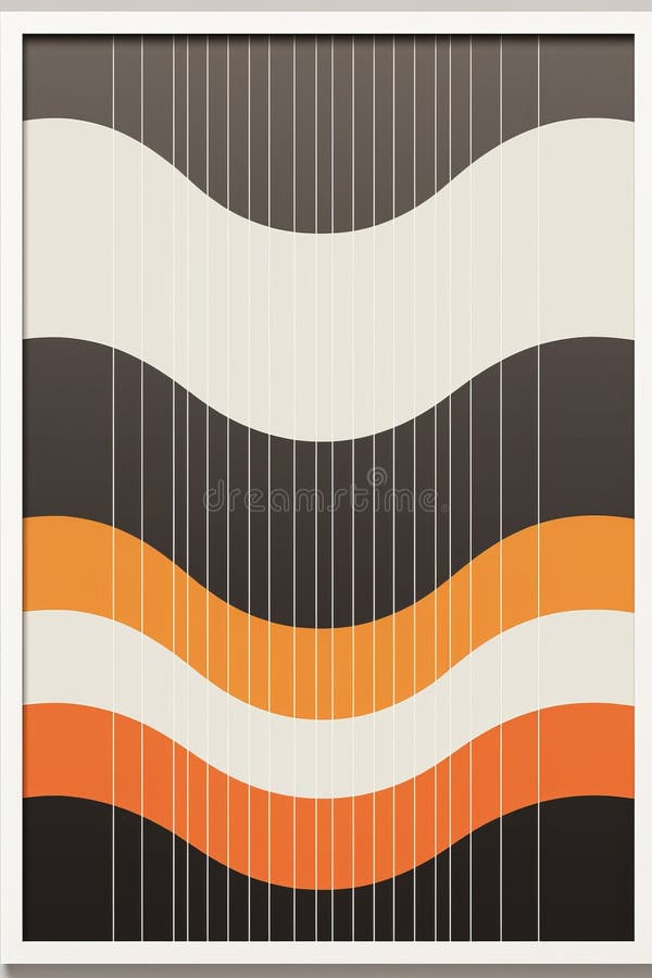 An Abstract Painting with Orange Black and White Stripes Stock Photo ...