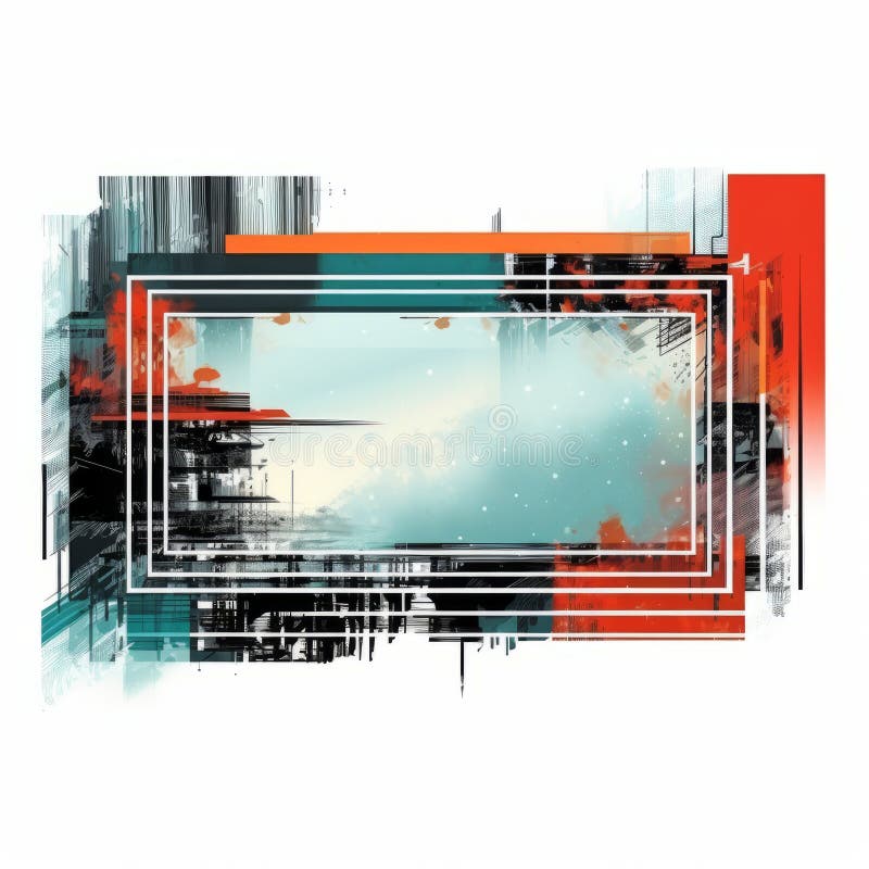 An Abstract Painting with an Orange Blue and Red Frame Stock ...