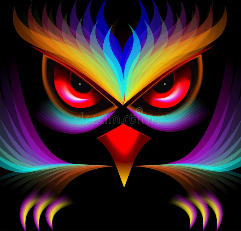 Abstract Painting of an Owl Stock Illustration - Illustration of print ...