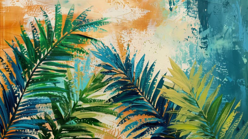 Abstract Painting of Palm Tree Leaves Stock Image - Image of detail ...