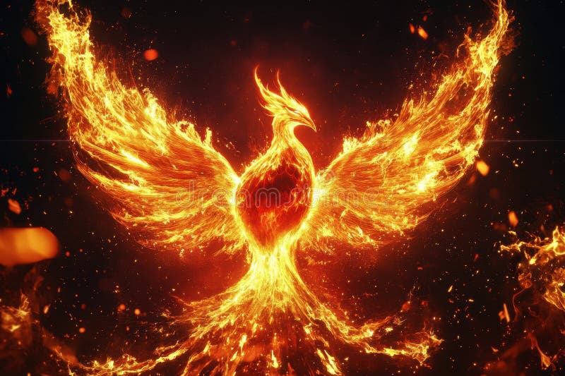 Abstract Painting of a Phoenix Rising from Flames. Stock Image - Image ...