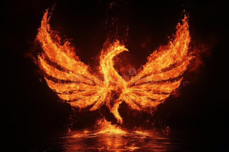 Abstract Painting of a Phoenix Rising from Flames. Stock Photo - Image ...