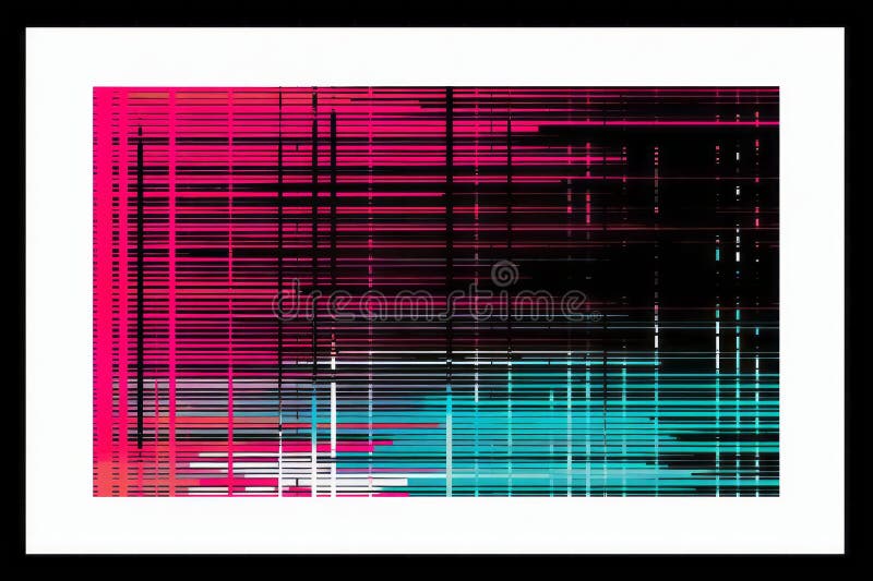 An Abstract Painting with Pink Blue and Black Lines Stock Illustration ...