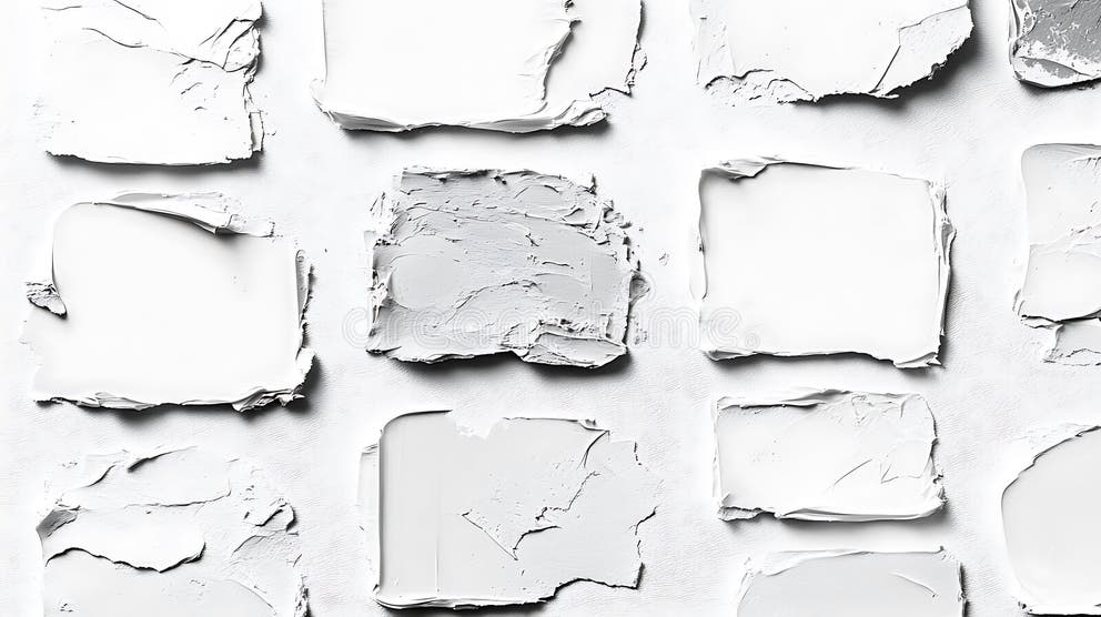 Abstract Painting of Rectangular White Shapes Arranged on a Surface ...