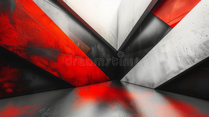 Abstract Painting with Red, Black, and White Shapes Stock Photo - Image ...