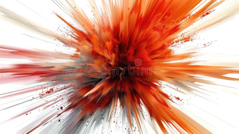 Abstract Painting Red and Orange Explosion of Colors on a White ...