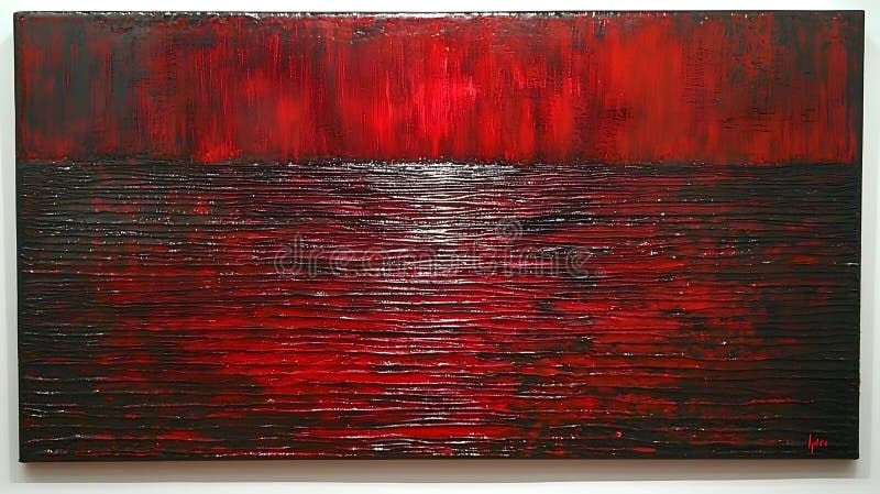 Abstract Painting in Rich Red Tones and Textures Stock Illustration ...