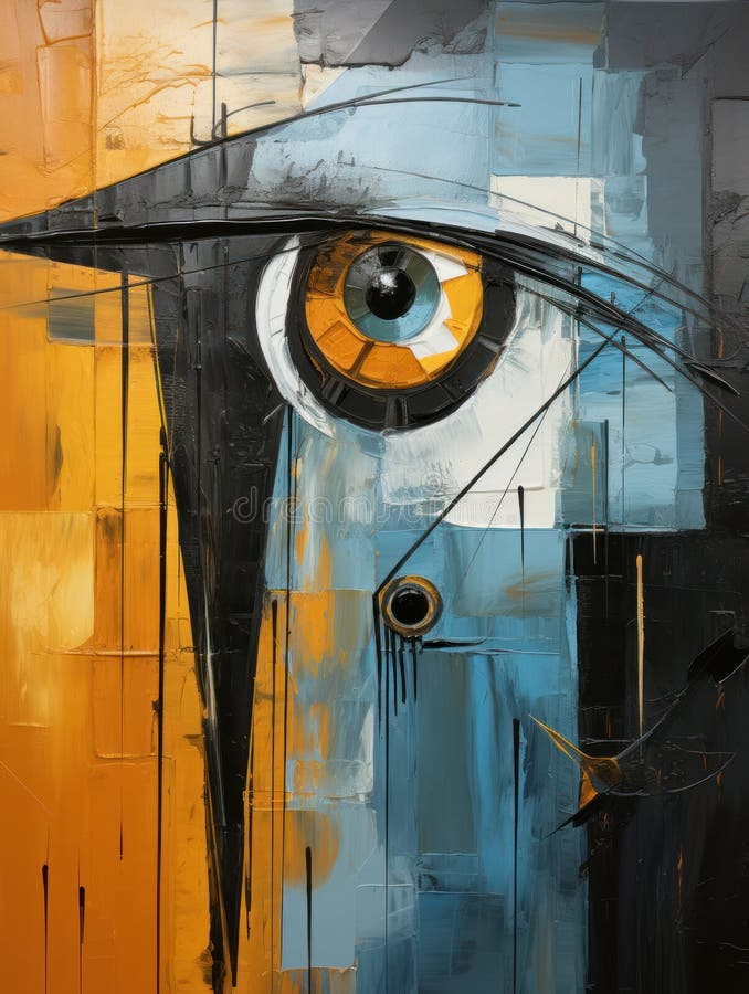 Abstract Painting in Rustic Canvas Impasto Close Profile Portrait Stock ...