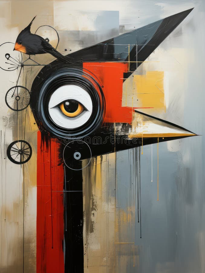 Abstract Painting in Rustic Canvas Impasto Close Profile Portrait Stock ...