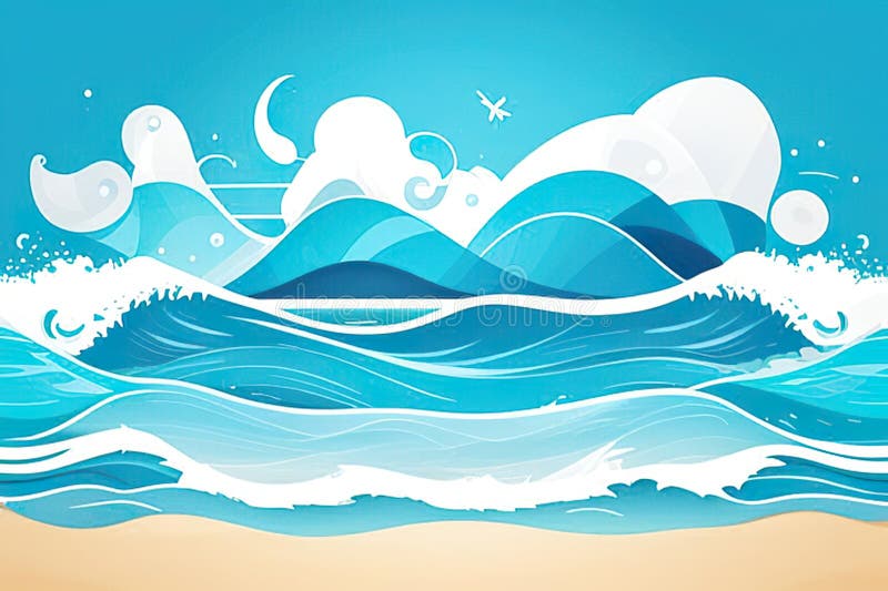 Abstract Painting of the Sea and Beach 12-6-2024 Stock Illustration ...