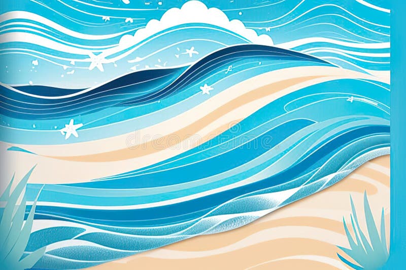 Abstract Painting of the Sea and Beach 12-6-2024 Stock Illustration ...