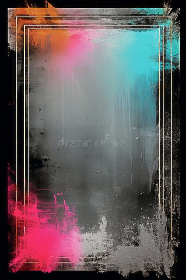 An Abstract Painting with a Square Frame on a Black Background Stock ...