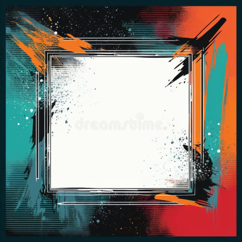 An Abstract Painting with a Square Frame on a White Background Stock ...