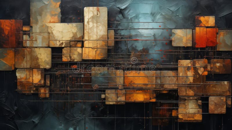 An Abstract Painting of Squares and Rectangles Stock Image - Image of ...