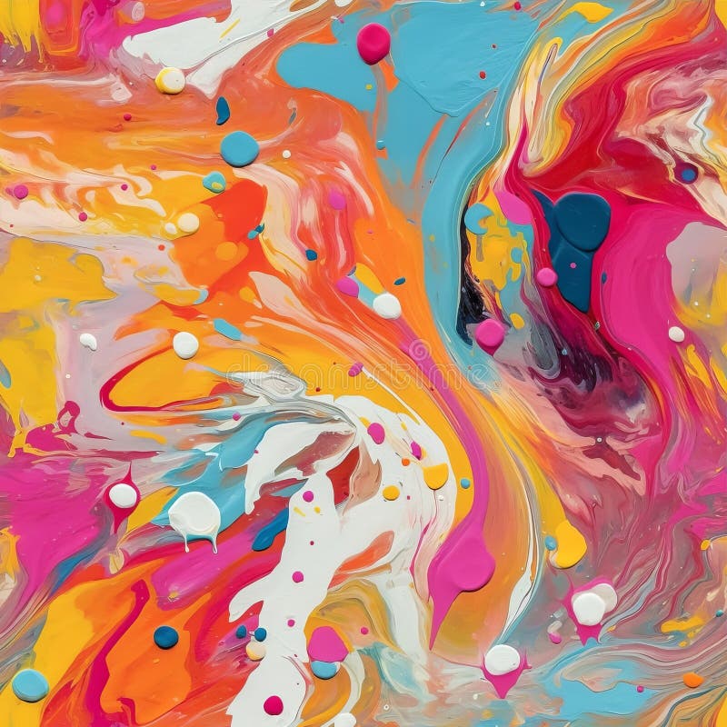 Colorful Abstract Painting with Vibrant Splashes of Paint Stock ...