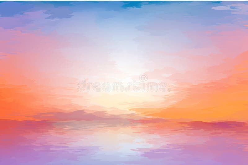 An Abstract Painting of a Sunset Over the Ocean Stock Illustration ...