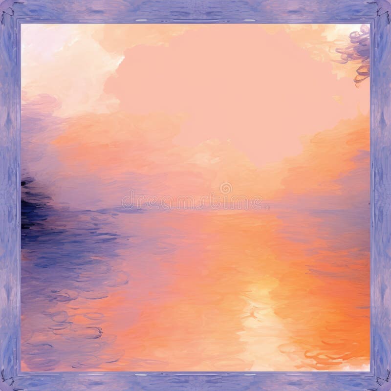 An Abstract Painting of a Sunset Over the Water Stock Illustration ...