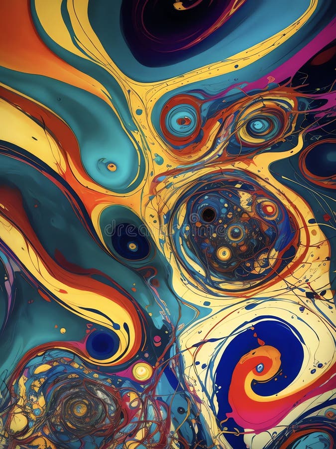 An Abstract Painting with Swirling Colors Stock Illustration ...