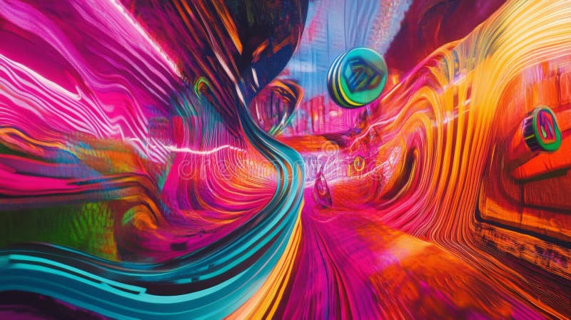 Abstract Painting with Swirling Colors and Shapes Stock Illustration ...